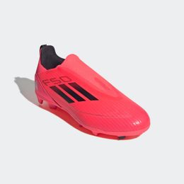 Fußballschuh adidas Performance "F50 LEAGUE LACELESS KIDS FG/MG", Gr. 31, rot (turbo, aurbla, platinmet), Synthetik, Textil, sportlich, Schuhe