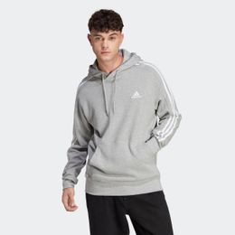 Kapuzensweatshirt adidas Sportswear "ESSENTIALS FRENCH TERRY 3STREIFEN HOODIE" Gr. S, grau (medium grey heather, white) Herren Sweatshirts