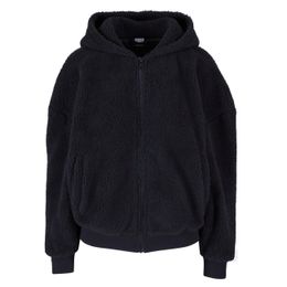 Sweatjacke Urban Classics "Urban Classics Damen Ladies Oversized Sherpa Zip Hoody" Gr. M, schwarz (black) Damen Sweatjacken