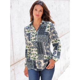 Longbluse Inspirationen Gr. 46, beige (marine, champagner, bedruckt) Damen Blusen