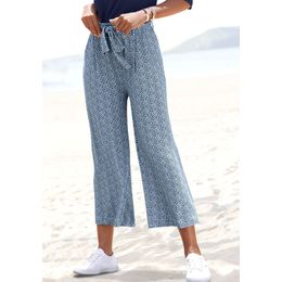 Culotte Lascana Gr. 34, N-Gr, blau (blau bedruckt), Damen, Jersey, Obermaterial: 95% Viskose, 5% Elasthan, bedruckt, Hosen, und Tupfenprint, leicht und elastisch, Jerseyhose, Sommerhose