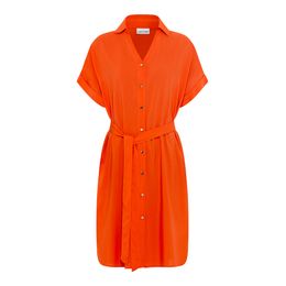 Longbluse Lascana Gr. 40, orange (orangerot) Damen Blusen aus gewebter Viskose, Blusenkleid mit Kragen und Knopfleiste