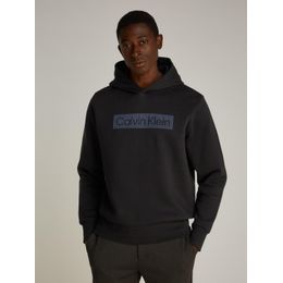 Kapuzensweatshirt Calvin Klein "BOX STRIPED LOGO HOODIE" Gr. L, schwarz (ck black) Herren Sweatshirts mit Logoschriftzug