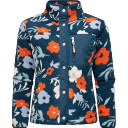 Plüschjacke Ragwear "Appopis Print", Damen, Gr. 5XL (50), blau (petrol), Material: 100% Polyester, modisch, figurumspielend hüftbedeckend, hoch geschlossener Ausschnitt, Langarm Ärmel ohne Ärmelschlitz elastischer Bund, Jacken, Auffällige flauschige Übergangsjacke aus Teddyfleece