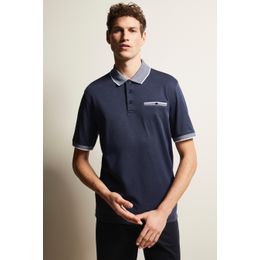 Poloshirt Bugatti Gr. L, blau (marine) Herren Shirts mit Kontraststreifen