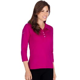 Poloshirt TRIGEMA "TRIGEMA mit Kristallsteinen" Gr. XXL, pink (magenta) Damen Shirts