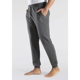 Sweathose BENCH. LOUNGEWEAR, Herren, Gr. 44/46 (S), N-Gr, grau (anthrazit, meliert), Sweatware, Obermaterial: 60% Baumwolle, 40% Polyester, Basic, relaxed fit lang, Hosen, Jogginghose mit Kordel, aus Baumwoll-Mix