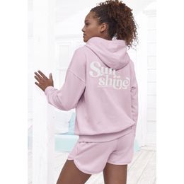 Hoodie Buffalo "-Kapuzensweatshirt mit Rückenprint" Gr. 40/42, rosa Damen Sweatshirts und Rippbündchen, Loungeanzug