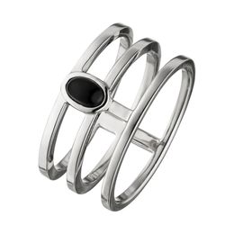 Silberring Jobo Fingerringe Gr. 54, Silber 925 (Sterlingsilber), silberfarben (silber 925 + schwarz) Damen 3-reihig Silber mit Onyx