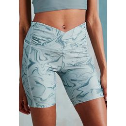 active by Lascana Funktionshose LASCANA ACTIVE "-Sporthose" Gr. XS (32/34), N-Gr, grün Damen Hosen mit Allover-Print und kleiner Reißverschlusstasche