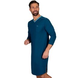 Pyjama TRIGEMA "TRIGEMA Herren-Nachthemd aus Biobaumwolle (kbA)" Gr. L, blau (saphir, c2c) Herren Homewear-Sets