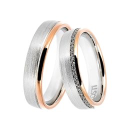 Trauring DOOSTI "Schmuck Geschenk Silber 925 Ehering Partnerring LIEBE" Fingerringe Gr. 56, ohne Zirkonia, Silber 925 (Sterlingsilber), 5 mm, rosegold (silberfarben, roségoldfarben) Made in Germany - wahlweise mit oder ohne Zirkonia