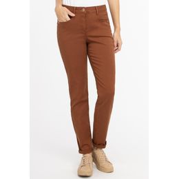 Stoffhose Recover Pants "Damenhose", Damen, Gr. 34, Normalgrößen, braun (cognac), 92% Baumwolle;5% Elastomultiester;3% Elasthan, unifarben, slim fit lang, Hosen, 5-Pocket-Hose