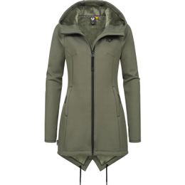 Sweatjacke Ragwear "Wingi", Damen, Gr. M (38), gr&uuml;n (olivgr&uuml;n), 95% Polyester, 5% Elasthan, tailliert ca. Mitte Oberschenkel, hoch geschlossener Ausschnitt, eng normaler Saum mit Daumenl&ouml;chern, Sweatjacken Sweatjacke, Sportliche Damen Kapuzenjacke mit kuschelig weichem Innenleben