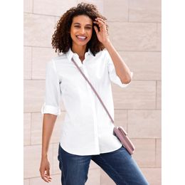 Longbluse Casual Looks Gr. 40, beige (ecru), Damen, 100% Baumwolle, unifarben, Blusen