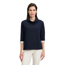 Sweatshirt Betty Barclay "Betty Barclay mit hohem Kragen" Gr. 36, blau (dark blue, beige) Damen Sweatshirts Stoff