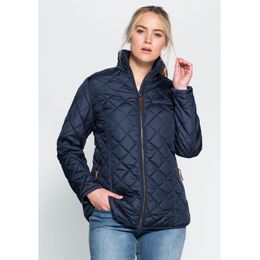 Steppjacke sheego "Große Größen", Damen, Gr. 44, blau (marine), Obermaterial: 100% Polyester;Futter: 100% Polyester;Wattierung: 100% Polyester, unifarben, klassisch, figurumspielend normal, Langarm, Jacken, aus wasserabweisendem Material