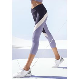 active by Lascana Caprihose LASCANA ACTIVE, Damen, Gr. XS (32/34), N-Gr, blau, Single Jersey, Obermaterial: 95% Baumwolle, 5% Elasthan, mehrfarbig, sportlich, figurbetont kniebedeckend, Hosen, Sporthose in Colourblockingdesign