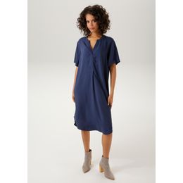 Blusenkleid Aniston CASUAL Gr. 42, N-Gr, blau (marine) Damen Kleider in trendigen Farben