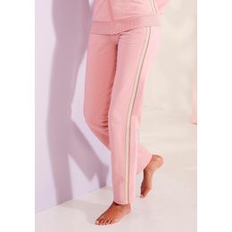 Relaxhose BENCH. LOUNGEWEAR Gr. 32/34, N-Gr, rosa (rosé) Damen Hosen mit Glitzer Seitenstreifen, Loungeanzug