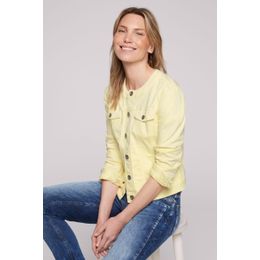 Jeansjacke SOCCX, Damen, Gr. S, gelb (faded gelb), Material: 66% Baumwolle, 24% Polyester, 8% Elastomultiester, 2% Elasthan, unifarben, casual, tailliert kurz, Langarm eingesetzt 1-Knopf-Manschette, Jacken