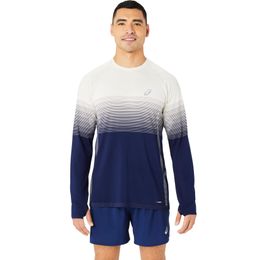 Langarmshirt asics "SEAMLESS LS TOP" Gr. L, blau, Herren, Web, Obermaterial: 53% Polyester, 47% Nylon, meliert, mehrfarbig, Shirts