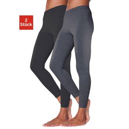 Leggings Vivance ACTIVE, Damen, Gr. 32/34, N-Gr, schwarz (anthrazit, meliert, schwarz), Single Jersey, Obermaterial: 95% Baumwolle, 5% Elasthan. Melange in der Packung: 60% Baumwolle, 35% Polyester, 5% Elasthan, unifarben, meliert, Basic, Basic lang, Hosen, mit Gummibund, Loungewear