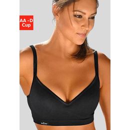 active by Lascana Sport-Push-up-BH LASCANA ACTIVE, Damen, Gr. 70, Cup AA, schwarz, Microtouch, Obermaterial: 85% Polyamid, 15% Elasthan, sportlich, BHs, mit Bügel und eingearbeiteten Push-up-Kissen