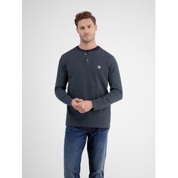 Henleyshirt Lerros "Lerros Serafinoshirt für Herren", Herren, Gr. L, blau (classic navy), 70% Baumwolle, 25% Polyester, 5% Elasthan, Rundhals, Shirts