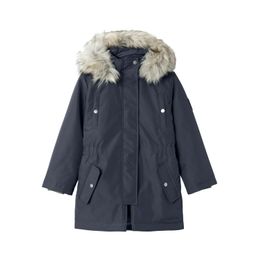 Winterjacke name it "NKFMILLA PARKA JACKET LONG NOOS" Gr. 128, blau (dark sapphire) Mädchen Jacken