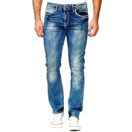 Straight-Jeans Rusty Neal "NEW YORK 29" Gr. 30, Länge 34, blau Herren Jeans im modernen Used-Look