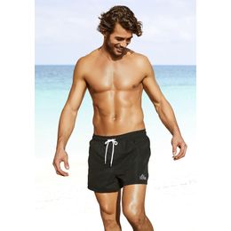 Badeshorts s.Oliver, Herren, Gr. L (52), N-Gr, schwarz, Microfaser, Microfaser, Polyester, kontrastfarbene Details, unifarben, Badehosen Badeshorts, mit komplement&auml;rem Farbdesign