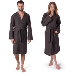 Möve Kimono MÖVE "Homewear" Hausmäntel Gr. S Länge: 110 cm, grau (grafit) Piquée-Oberfläche