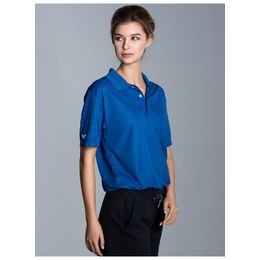 Poloshirt TRIGEMA "TRIGEMA Klassisches Poloshirt COOLMAX" Gr. L, blau (royal), Damen, 100% Polyester (recycelt), Shirts