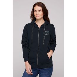 Kapuzensweatjacke SOCCX Gr. L, blau Damen Sweatjacken mit Baumwolle