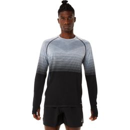 Langarmshirt asics "SEAMLESS LS TOP" Gr. M, grau, Herren, Web, Obermaterial: 53% Polyester, 47% Nylon, meliert, mehrfarbig, Shirts