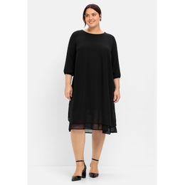 Chiffonkleid sheego "Große Größen" Gr. 40, Normalgrößen, schwarz Damen Kleider Partykleid in Lagen-Optik