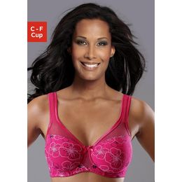 Minimizer-BH Nuance, Damen, Gr. 75, Cup C, lila (beere, bedruckt), Jersey, Obermaterial: 90% Baumwolle, 5% Elasthan, 5% Polyamid, BHs, mit Bügel und gepunktetem Netzeinsatz