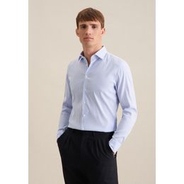 Businesshemd Seidensticker "X-Slim", Herren, Gr. XS (36), normale Ärmellängen, blau (hellblau), 96% Polyamid 4% Elastan, gestreift, skinny fit, Langarm 2-Knopf-Manschette, Hemden, X-Slim Langarm Kentkragen Streifen