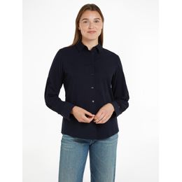 Hemdbluse Tommy Hilfiger "ESS POPLIN REGULAR SHIRT" Gr. 36, blau (desert sky), Damen, Web, Obermaterial: 100% Baumwolle, unifarben, Blusen, mit Popeline, gesticktem Tommy Hilfiger Logo