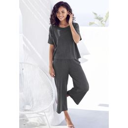 Pyjama Vivance Dreams Gr. 32/34, grau (dunkelgrau) Damen Homewear-Sets in weicher Ripp-Qualität