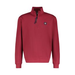 Sweatshirt Lerros "Lerros mit Troyerkragen" Gr. L, rot (deep garnet red) Herren Sweatshirts