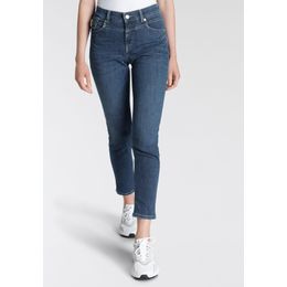 Slim-fit-Jeans MAC "Rich-Slim" Gr. 34, Länge 32, blau (light blue stone) Damen Jeans Robuste strukturierte Denimqualität