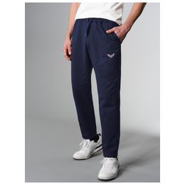 Jerseyhose TRIGEMA "TRIGEMA Jogginghose mit praktischem Kordelzug" Gr. L, US-Größen, blau (navy) Herren Hosen