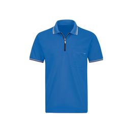 Poloshirt TRIGEMA "TRIGEMA mit Reißverschluss" Gr. L, blau (electric, blue) Herren Shirts