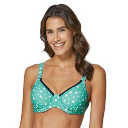 Bügel-Bikini-Top feel good, Damen, Gr. 42, Cup D, blau (blaugrün, getupft), Elasthan, Polyamid, Bikini-Oberteile