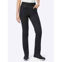 Schlupfjeans Heine Gr. 34, Normalgrößen, schwarz (black denim) Damen Jeans