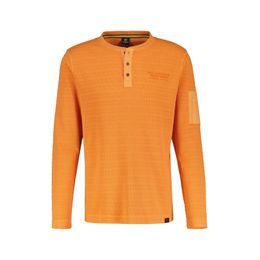 Sweatshirt Lerros "Lerros Serafinoshirt in Streifenoptik" Gr. M, orange (pumpkin orange) Herren Sweatshirts