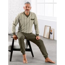 Götting Schlafanzug GÖTTING Gr. 56, grün (khaki, bedruckt) Herren Homewear-Sets