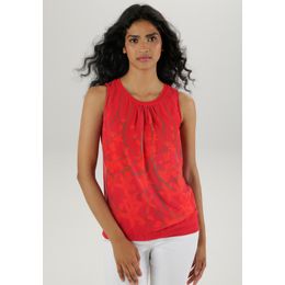 Blusentop Aniston SELECTED Gr. 36, rot (rot, koralle, bedruckt), Damen, Chiffon, Jersey, Obermaterial: 95% Viskose, 5% Elasthan. Einsatz: 100% Polyester, bedruckt, Blusen, im Verlaufsdruck